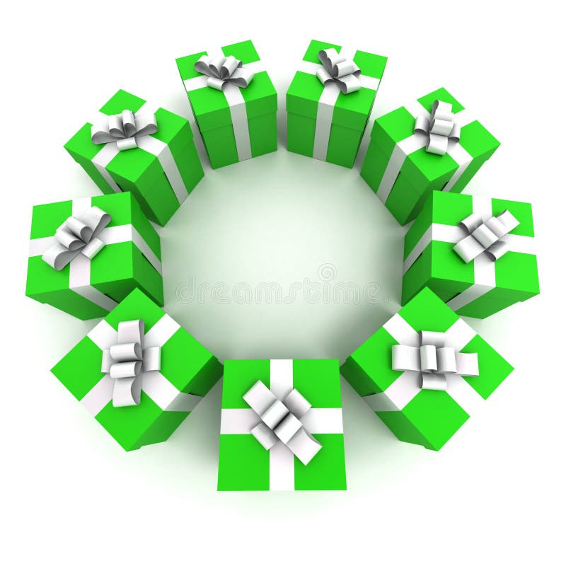 Green gift boxes circle 2 stock illustration. Illustration of arranged ...