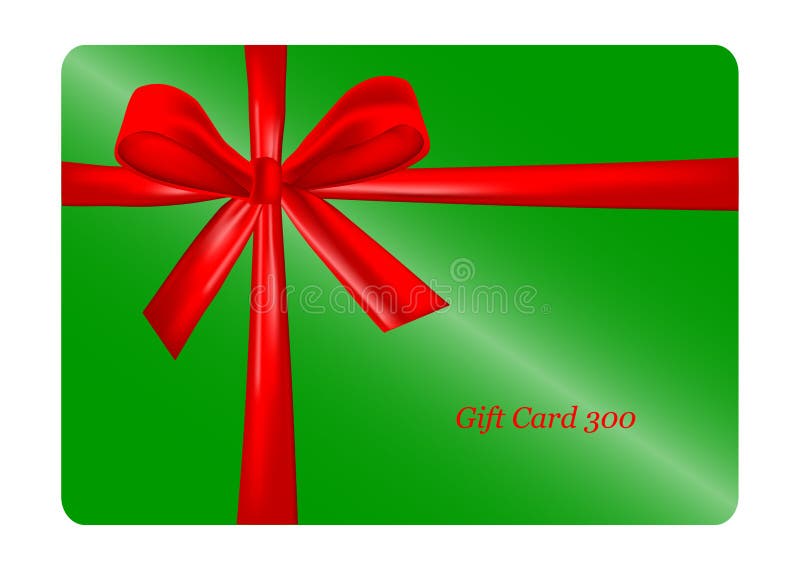 Green Gift Card with Red Ribbon Stock Vector - Illustration of frame ...