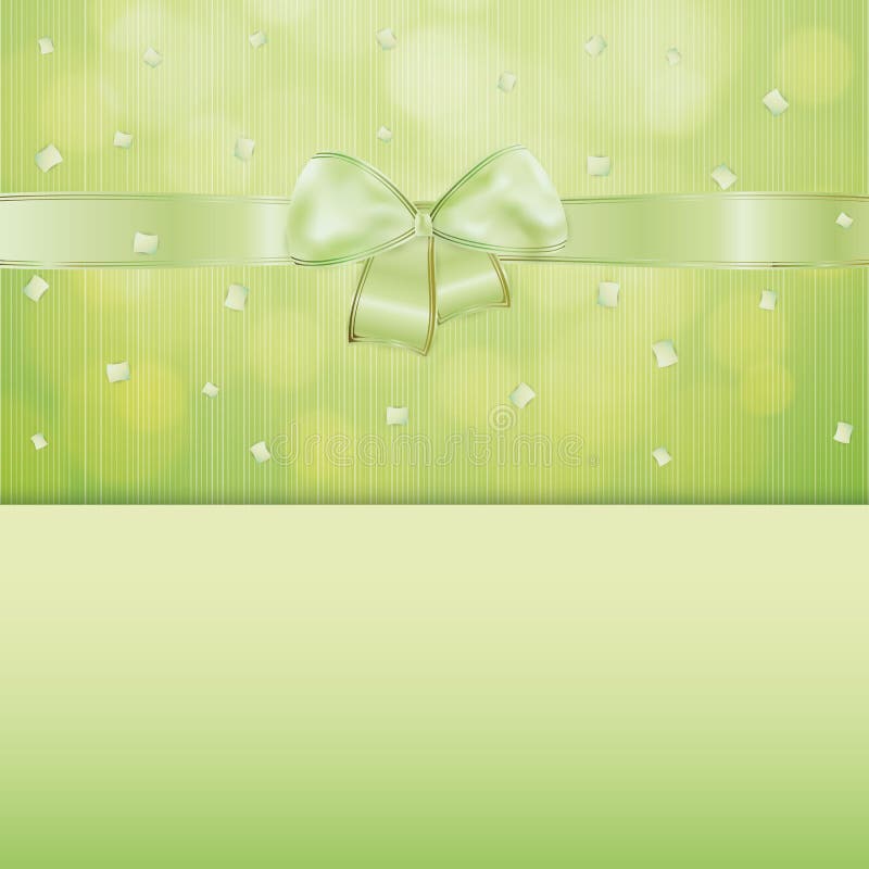Green Gift Card with Ribbon and Confetti Stock Illustration ...