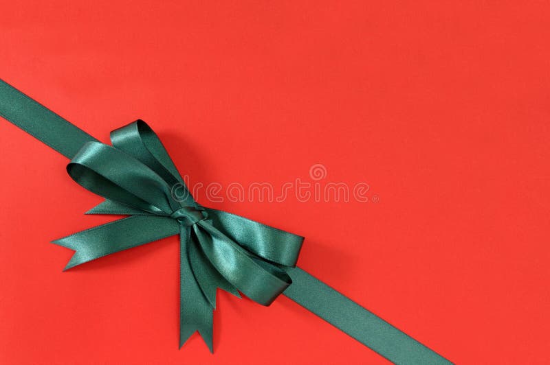Corner Diagonal Red Bow Gift Ribbon Isolated on White Stock Photo ...