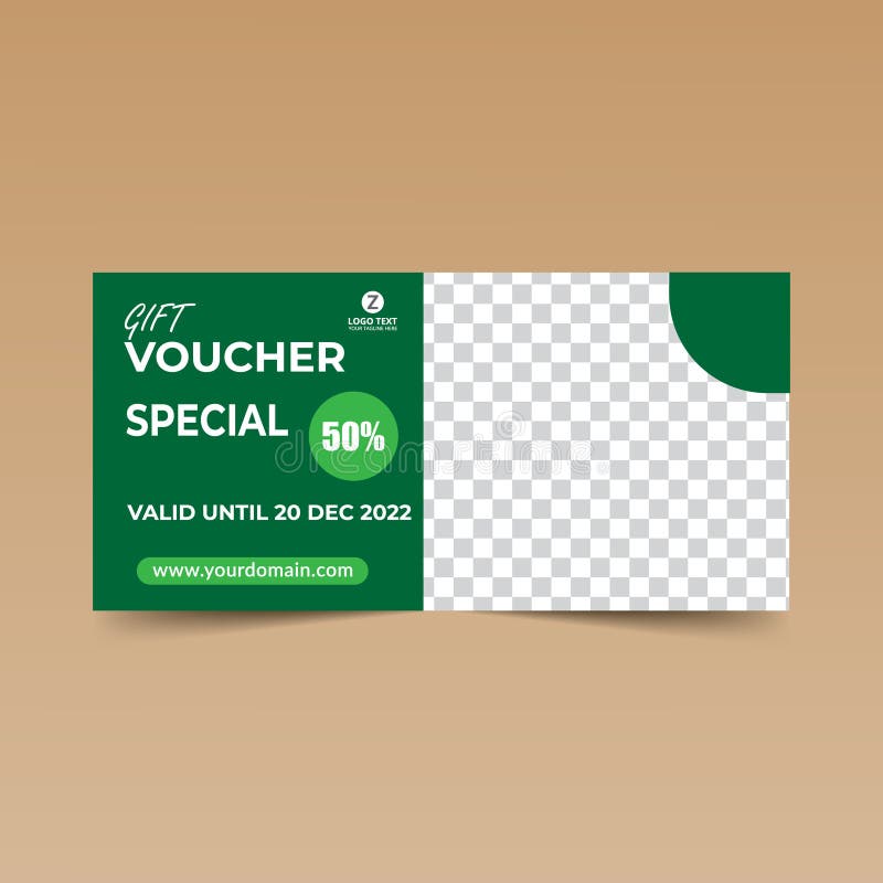 Green Gift Voucher Design Template Stock Illustration - Illustration of ...
