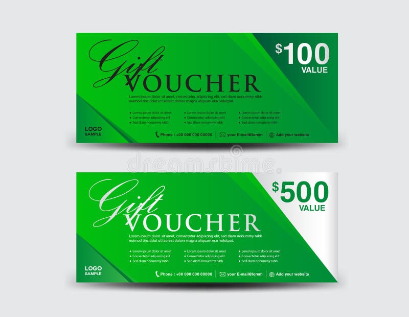 Green Gift Voucher Template, Coupon Design, Ticket,Discount Stock ...