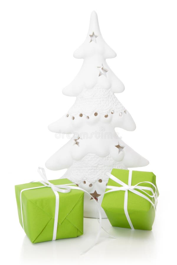 Green Giftboxes in Green for Christmas - Isolated Stock Image - Image ...