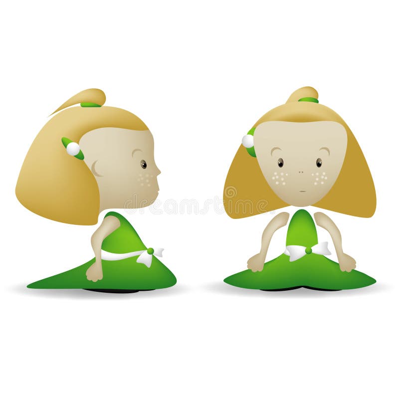 Green Girl Front stock vector. Illustration of hair, face - 9678232