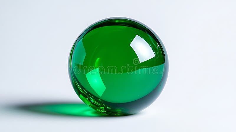 A Green Glass Ball Sitting on Top of a White Surface Stock Photo ...