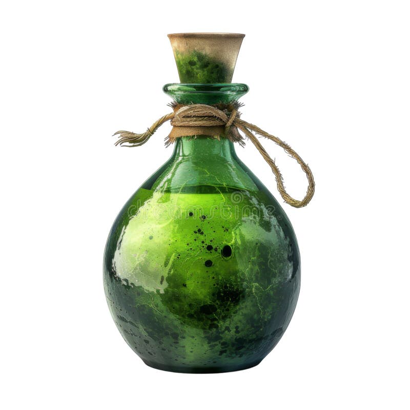 A Green Glass Bottle with a Cork Top and a Rope Tie Stock Image ...