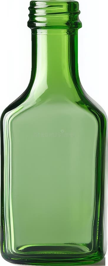 Green Glass Bottle on a Transparent Background, Minimalistic Packaging ...