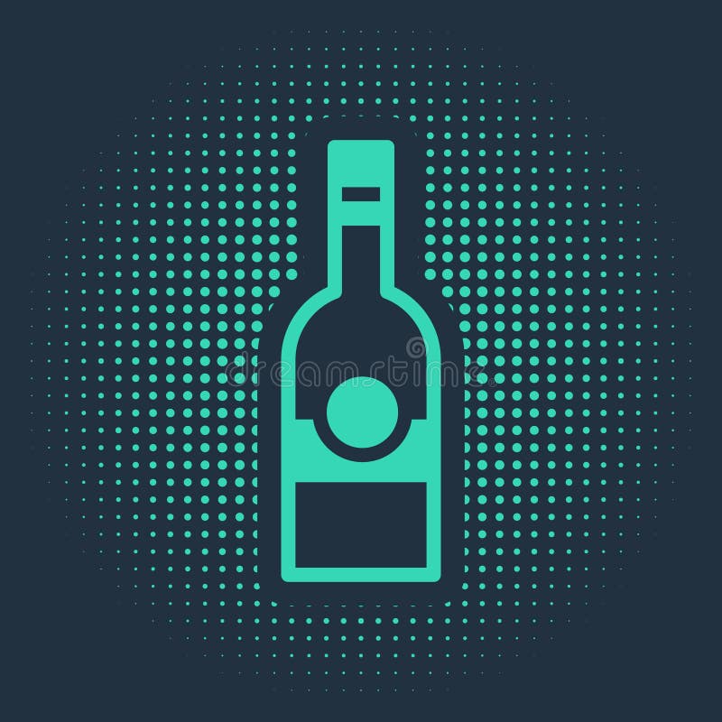 Green Glass Bottle of Vodka Icon Isolated on Blue Background. Abstract ...