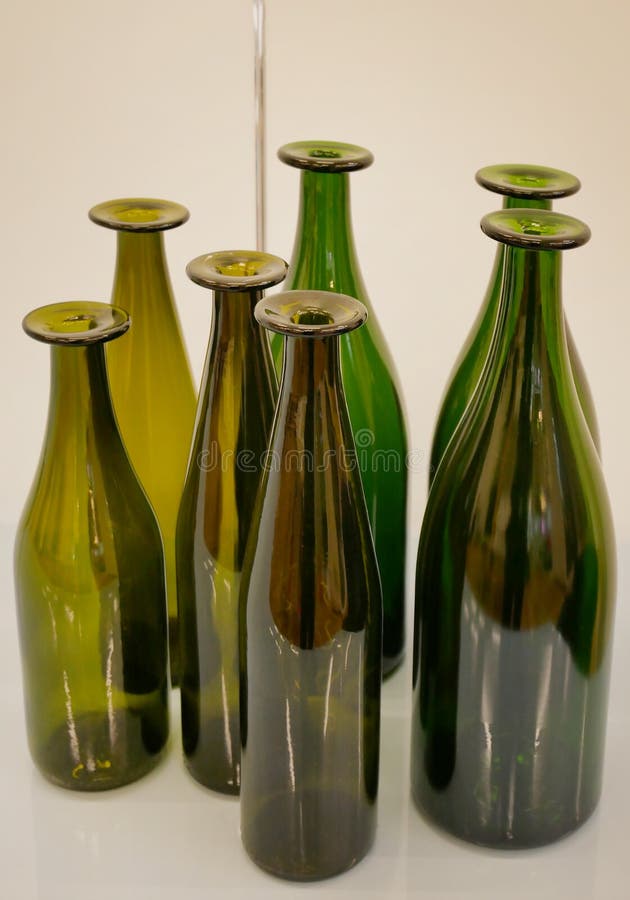 Green Glass Bottles of Different Sizes Stock Image - Image of bottles ...