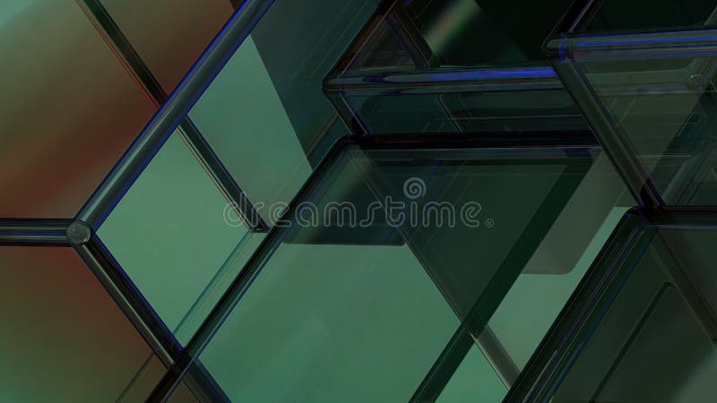 Green Glass Cube Extruded in Steps Abstract, Dramatic, Modern ...