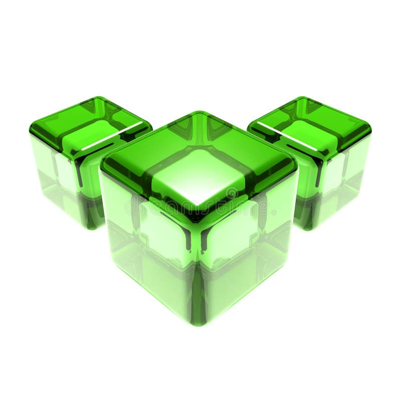 Green glass cubes isolated stock illustration. Illustration of three ...