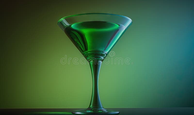A Green Glass with a Liquid Inside of it on a Table Stock Illustration ...