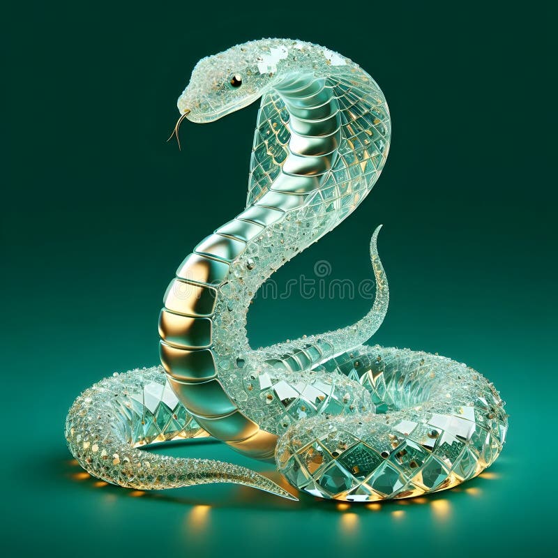 Green Glass Snake on a Green Background, Snake Stock Illustration ...