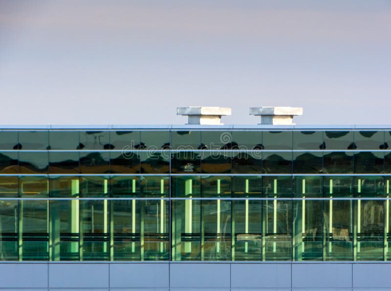 Green Glass Windows on the Side of a Modern Building Stock Photo ...