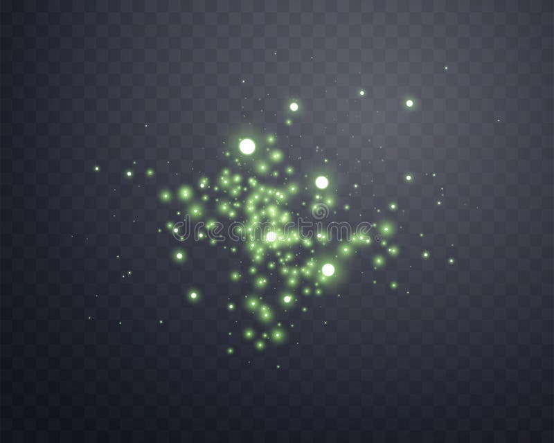 Green Glittering Dots, Particles, Stars Magic Sparks. Glow Flare Light ...
