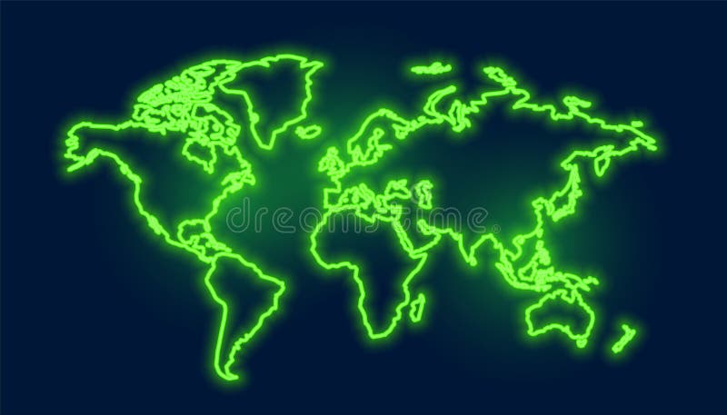 Green Global Map in Neon Style Vector Design Vector Stock Vector ...