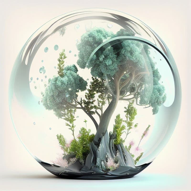 Green Globe: Autonomous Ecosystem on White Background. AI Generated ...