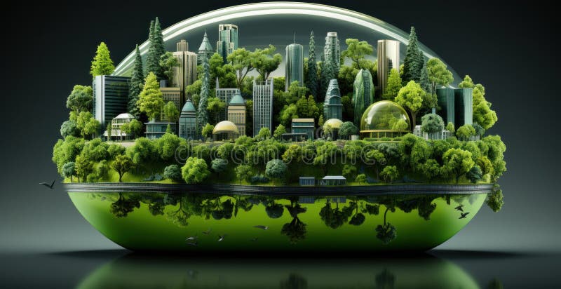 A Green Globe with a City Inside of it. Generative AI Image. Stock ...