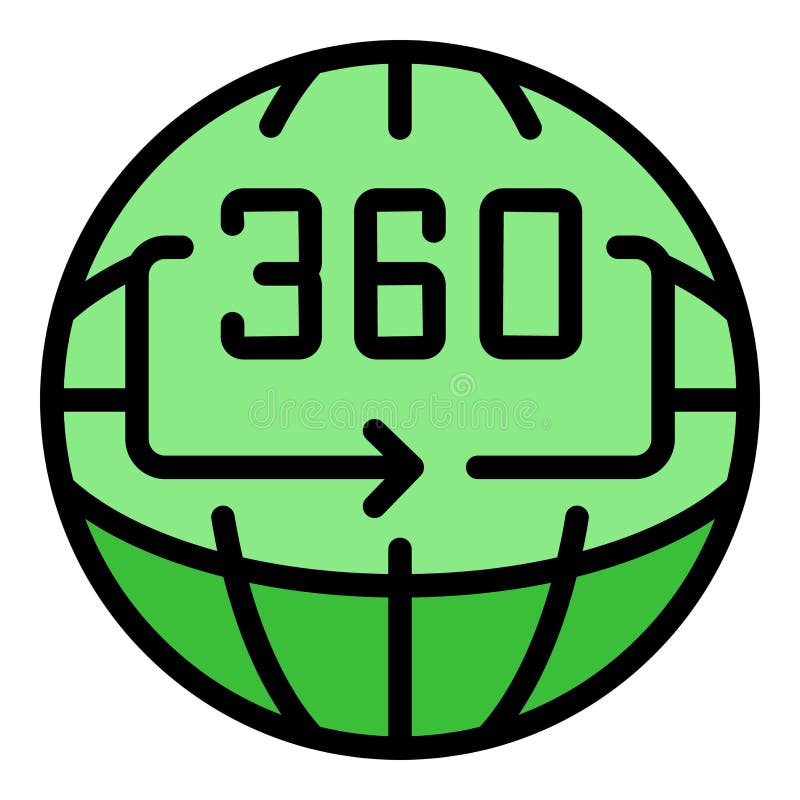 Green Globe with 360 Degrees Arrow Sign Representing Vr Technology ...