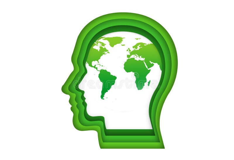 Green Globe in Green Human Head. Illustration Stock Illustration ...