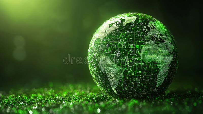 Green Globe of Hyperlink Connectivity. Generative AI Stock Illustration ...