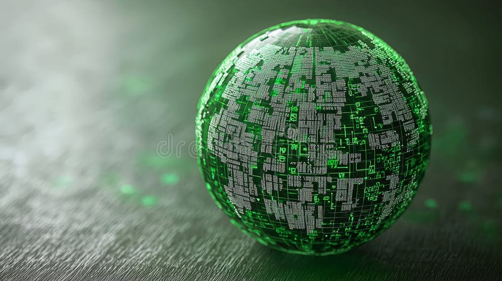 Green Globe of Hyperlink Connectivity. Generative AI Stock Illustration ...