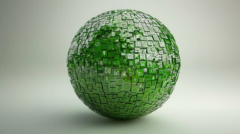 Green Globe of Hyperlink Connectivity. Generative AI Stock Illustration ...