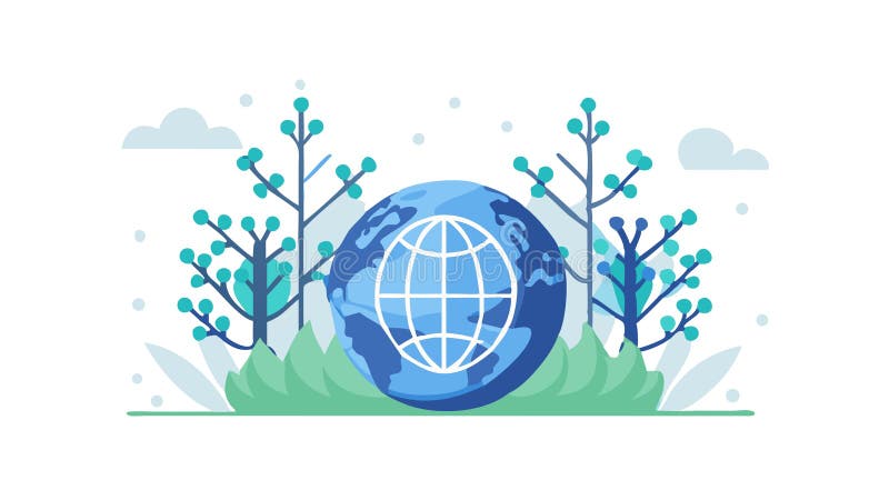 Green Globe with Lush Foliage and Ecosystems, Vector Design Generative ...