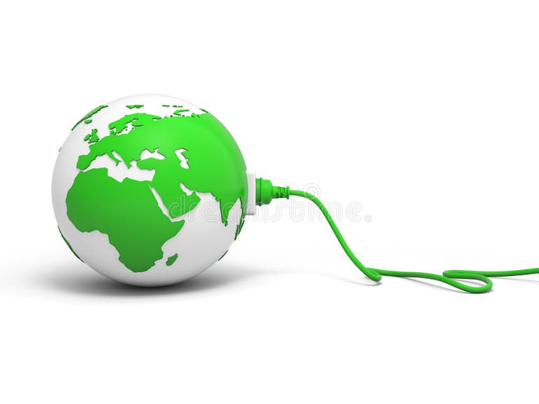 Green globe with plug stock illustration. Illustration of power - 78620996