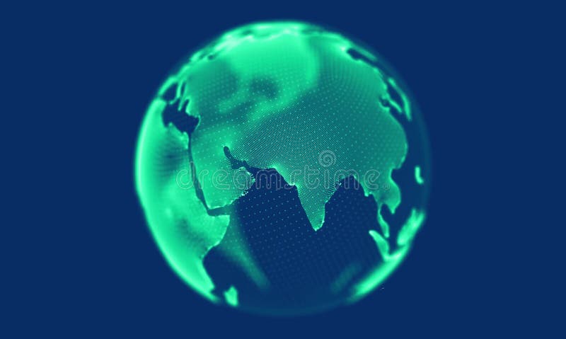 Green Globe Rotating on Blue Background. Looping Animation. Stock ...