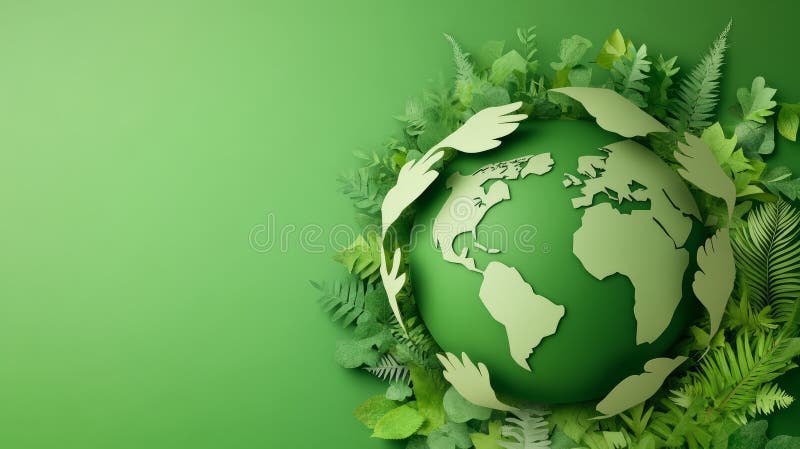 A Green Globe Surrounded by Leaves, Symbolizing Environmental ...