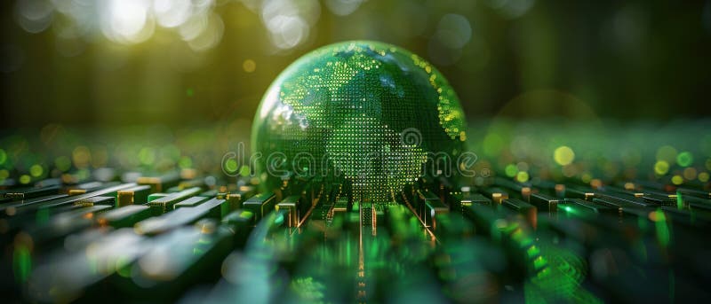 Green Globe Surrounded by Lush Foliage, Symbolizing Environmental ...