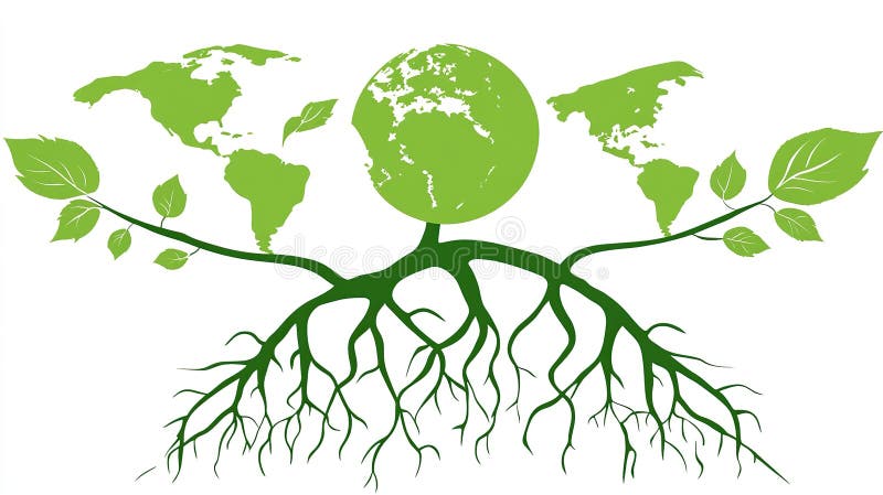 Green Globe Tree Roots Global Sustainability Stock Photos - Free ...