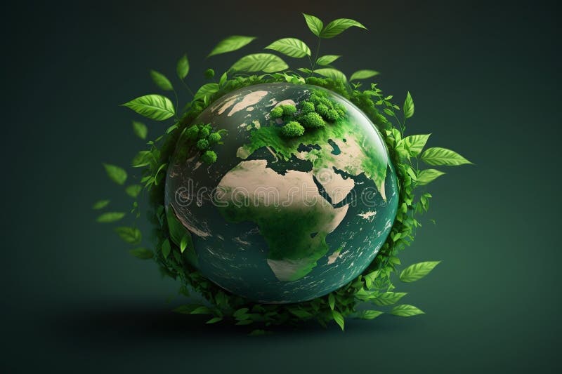 Green Globe World Environment and Earth Day Concept. AI Stock ...