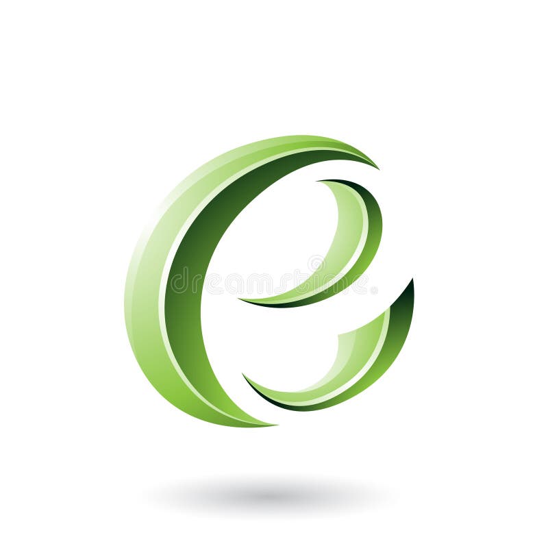 Green Glossy Crescent Shape Letter E Vector Illustration Stock Vector ...