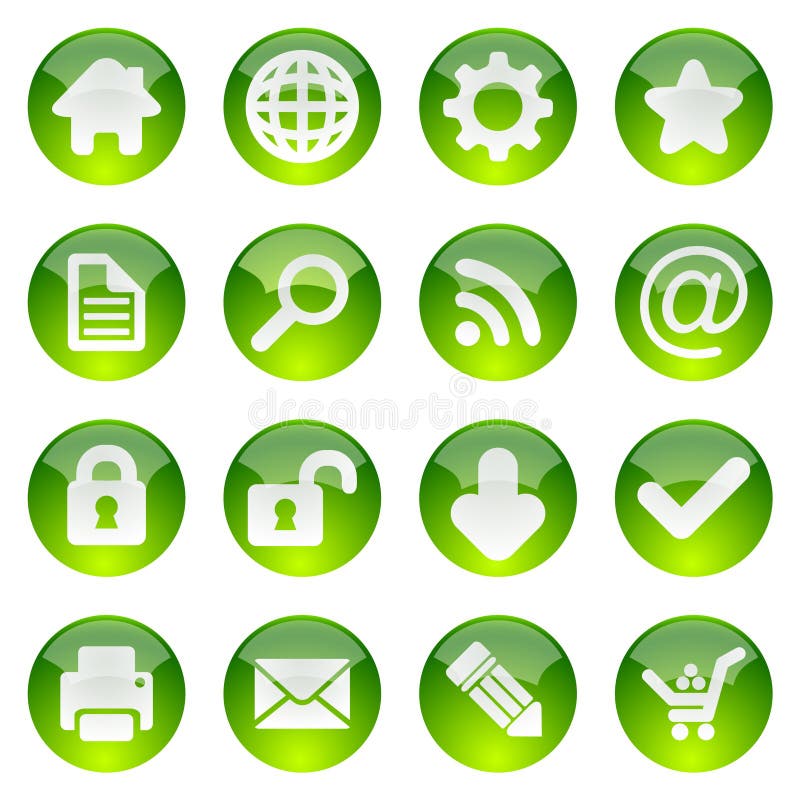 Green glossy icon set stock vector. Illustration of home - 18159344