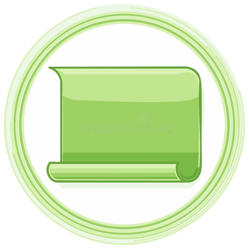 Green Glossy Rolled Scroll Banner Icon Digital Vector Illustration ...