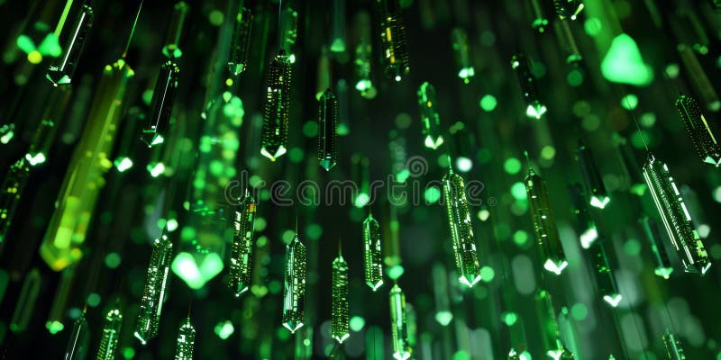 Green Glowing Background Matrix Style, Cyber Elements, Futuristic ...