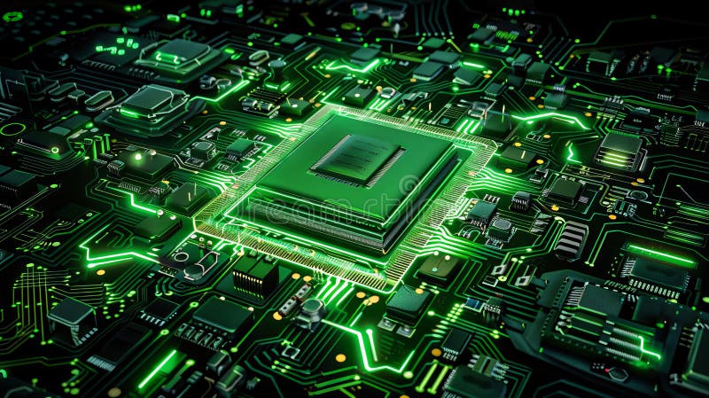 Green Quantum Computing Cpu Processor Ai Stock Illustrations – 133 ...