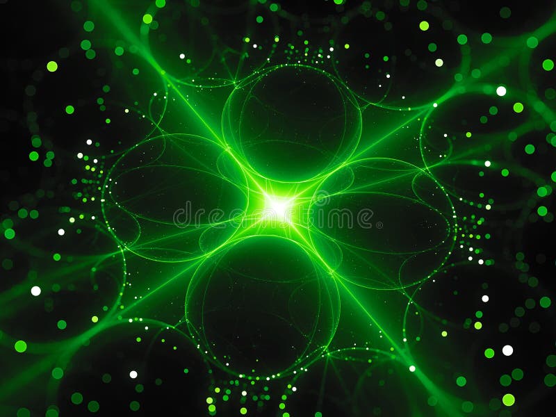 Green Glowing Futuristic Quantum Processor Stock Illustration ...