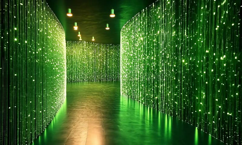 Green glowing LED corridor stock video. Video of lighting - 369631251
