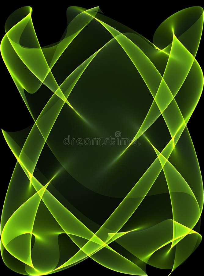 Green Glowing Lines on Black Stock Illustration - Illustration of lacey ...