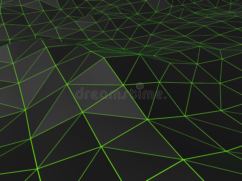 Green Glowing Low Polygon Cyber Background Environment Stock ...