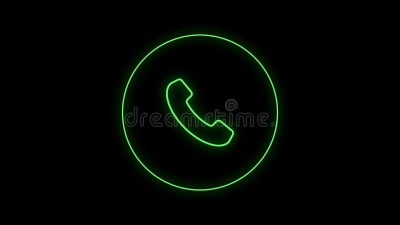 Green Glowing Phone Icon with Neon Light on Black Background. Energetic ...