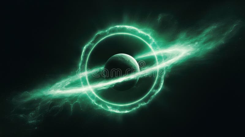 A Green Glowing Ring Around a Planet with an Alien in the Middle, AI ...