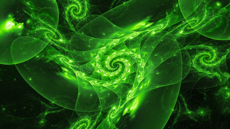 Green Glowing Spiral Quantum Stock Illustration - Illustration of magic ...
