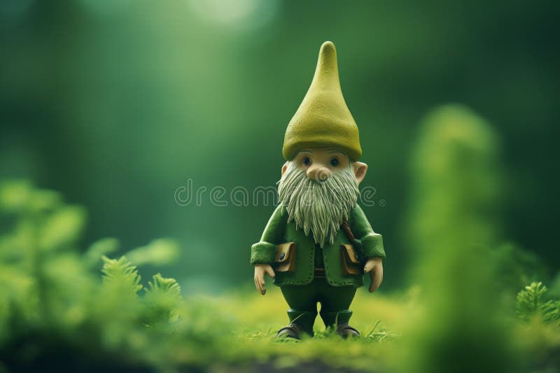 Green Gnome in Fantasy World Stock Illustration - Illustration of folk ...