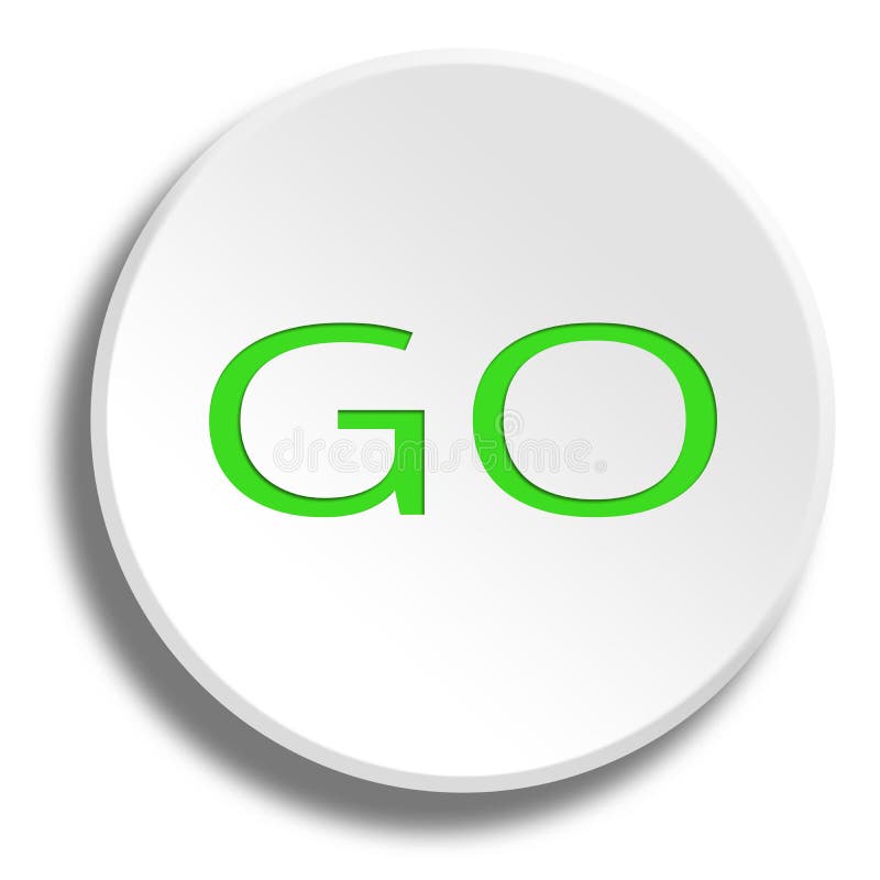 Green GO in Round White Button with Shadow Stock Illustration ...