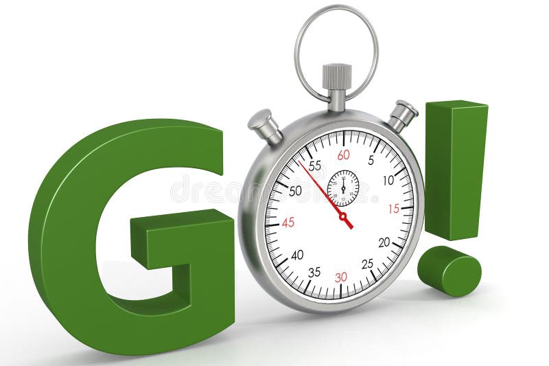 Green Go Word with Stopwatch Isolated Stock Illustration - Illustration ...