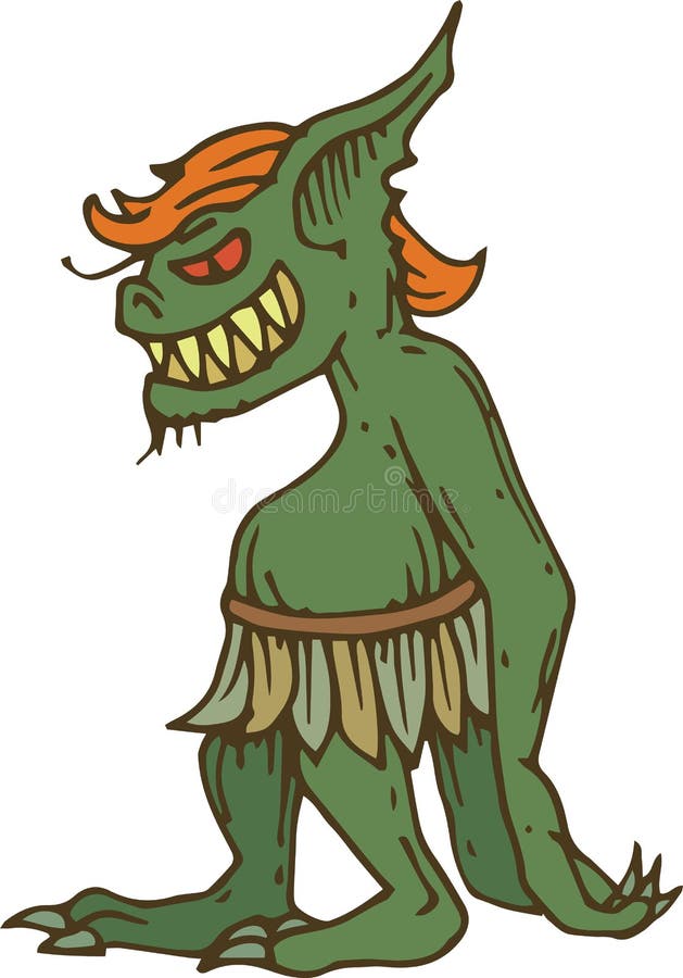 Green Goblin or Troll Side View Stock Vector - Illustration of white ...